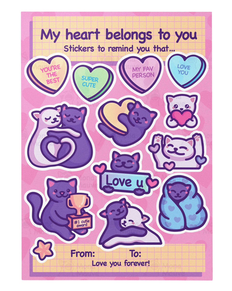 Anniversary Sticker Sheet With 13 Cute Cat Vinyl Stickers – Rebel Romance