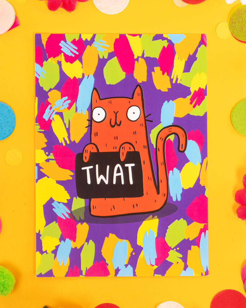 Sweary Cat Tw*t A6 Postcard – Rebel Romance