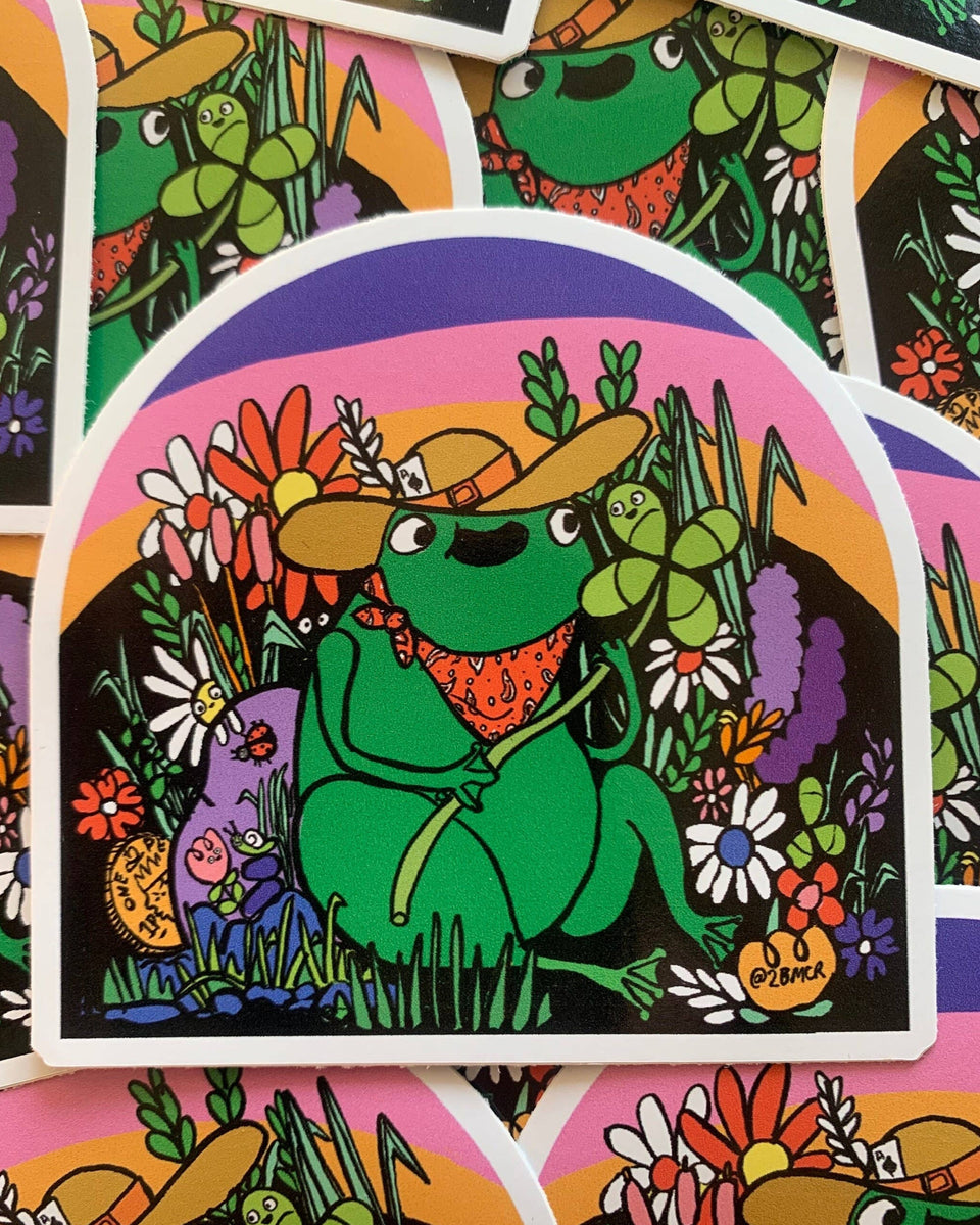 Frog with Clover and Flowers Vinyl Sticker – Rebel Romance